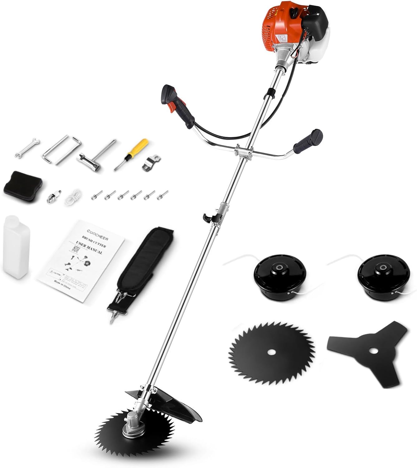 Amazon.com : COOCHEER 58CC Weed Wacker Gas Powered 18.5" Cutting Path ...