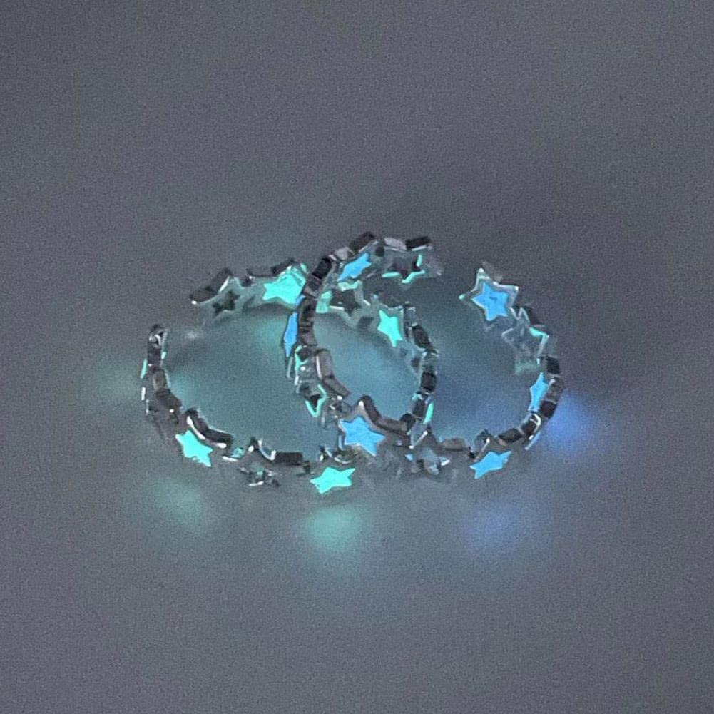 Amazon.com: SSRoirvbb Luminous Hollow Star Ring,Womens Rings Open ...
