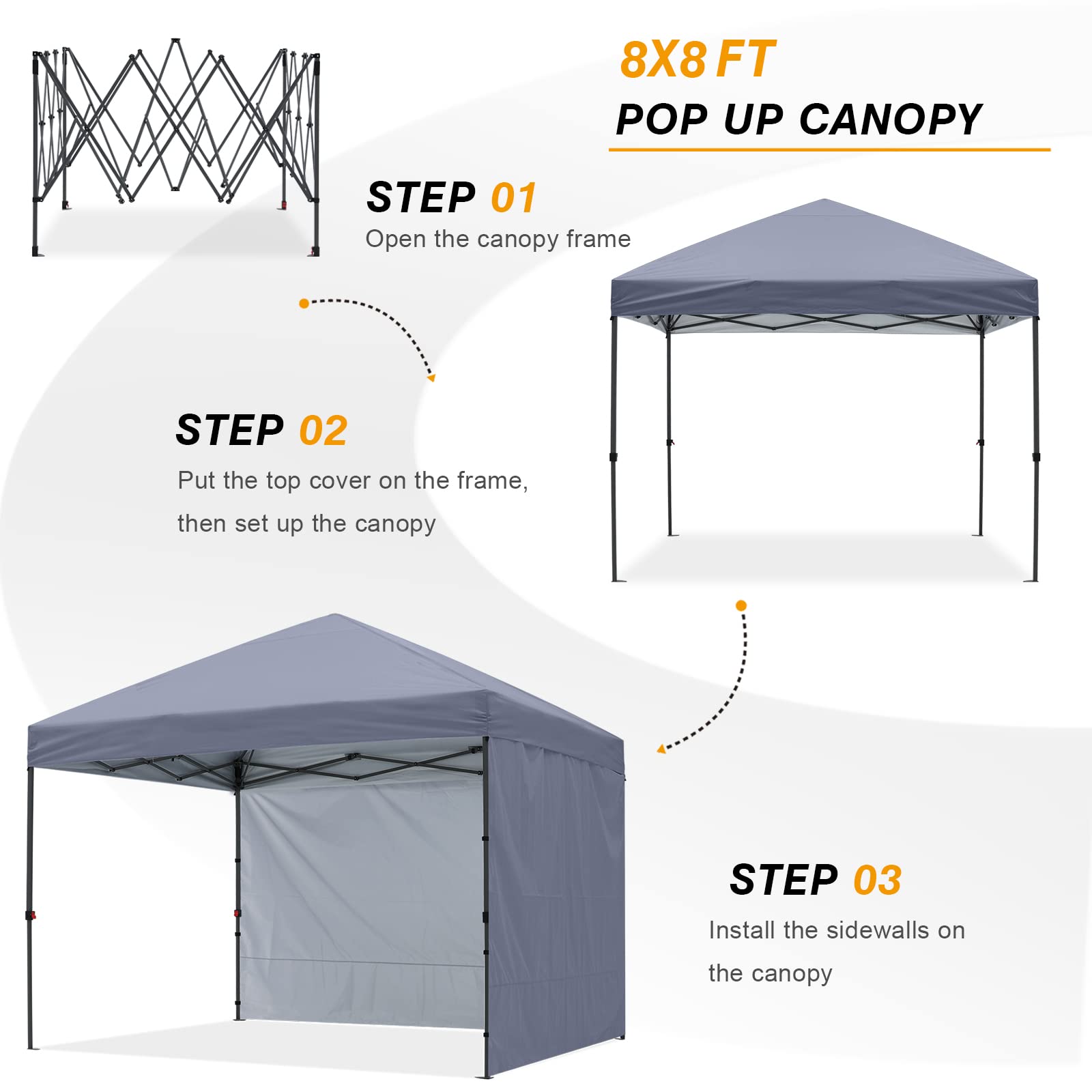 Snapklik.com : COOSHADE Pop Up Canopy Tent 8x8Ft Outdoor Festival ...