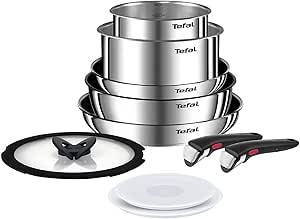 Amazon.com: Tefal Ingenio Emotion 10 Piece Set, Pots & Pans Set, Stainless Steel, Stackable ...