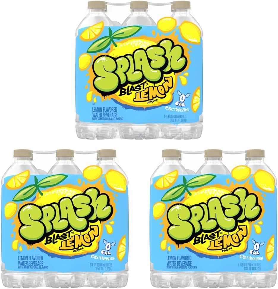 Amazon.com: Splash Blast, Flavored Water Beverage, Lemon Flavor, 16.9 ...