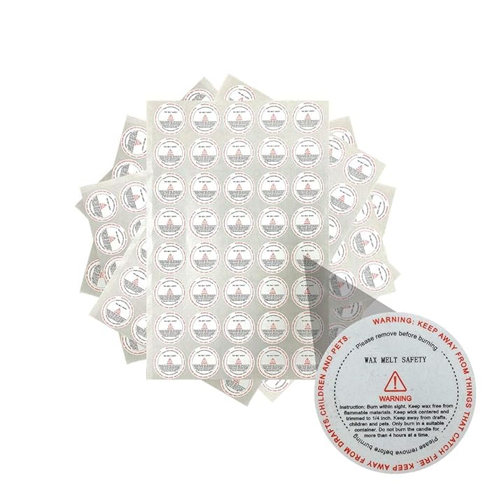 Buy 200PCS White Candle Warning Stickers, 1.2 Inch Round Wax Melt Burn ...