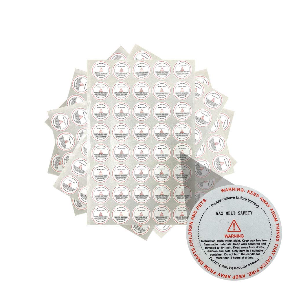 Buy 200PCS White Candle Warning Stickers, 1.2 Inch Round Wax Melt Burn ...