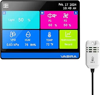 Amazon.com: VABIRA VBR-LightFan Control Light,Type C Fan,and VPD.Record Temp,Humidity,VPD.Touch ...