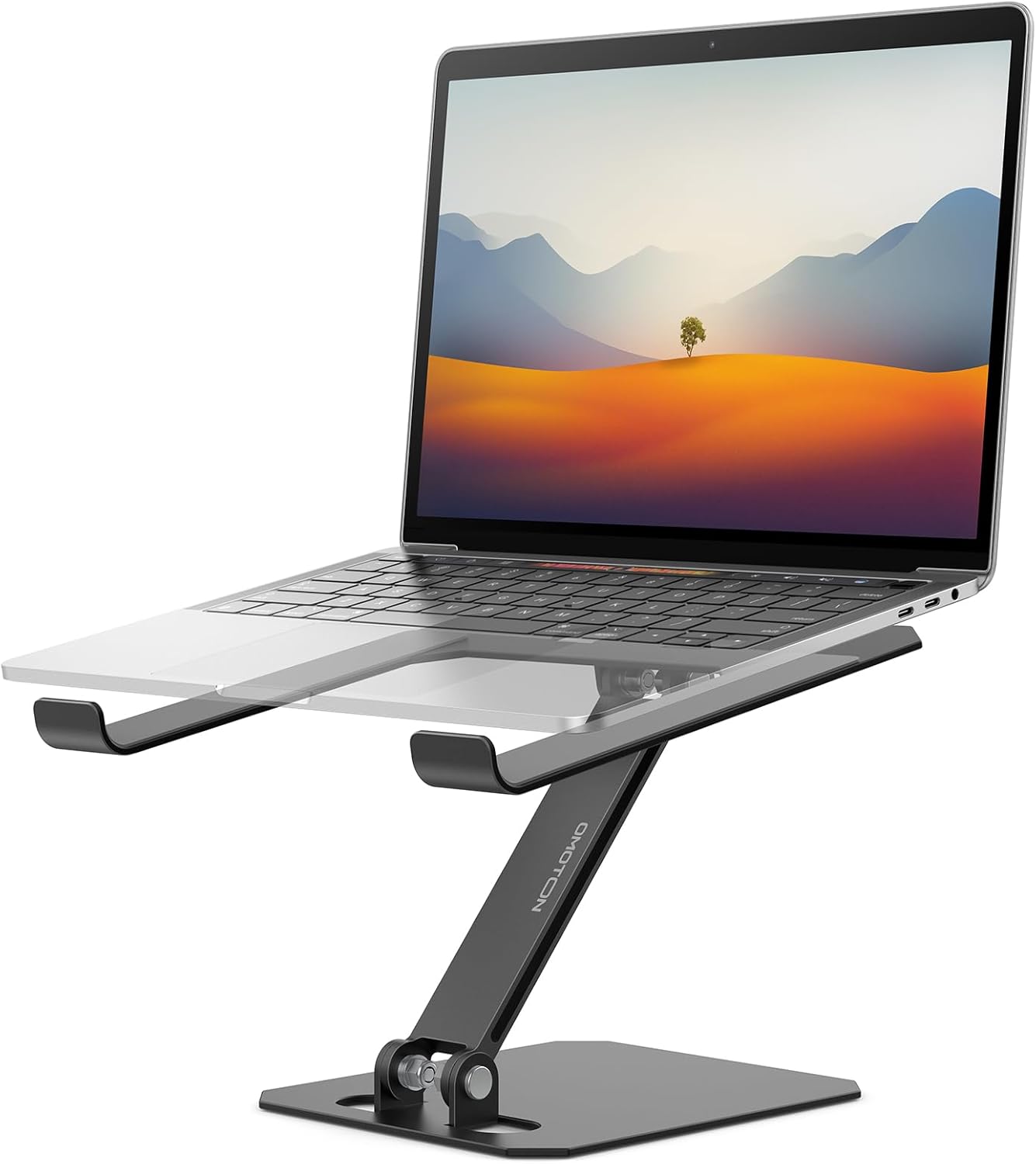 Amazon.com: OMOTON Laptop Stand for Desk, Ergonomic Adjustable Computer Stand Aluminum Portable ...