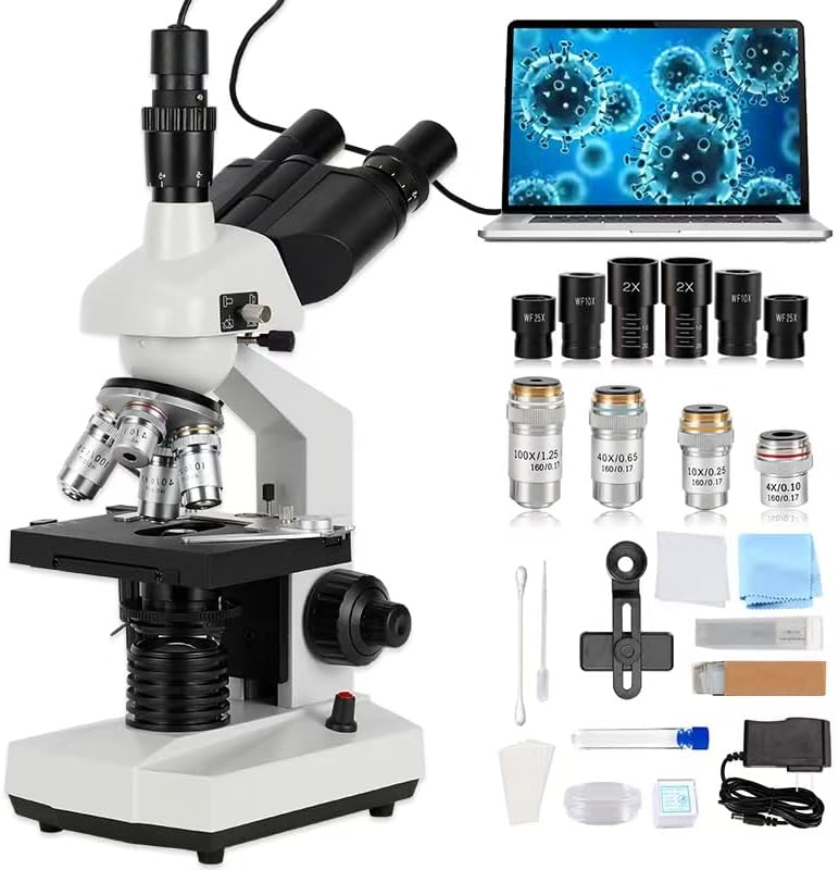 Compound trinocular Microscope, 40X-5000X Magnification, Digital ...