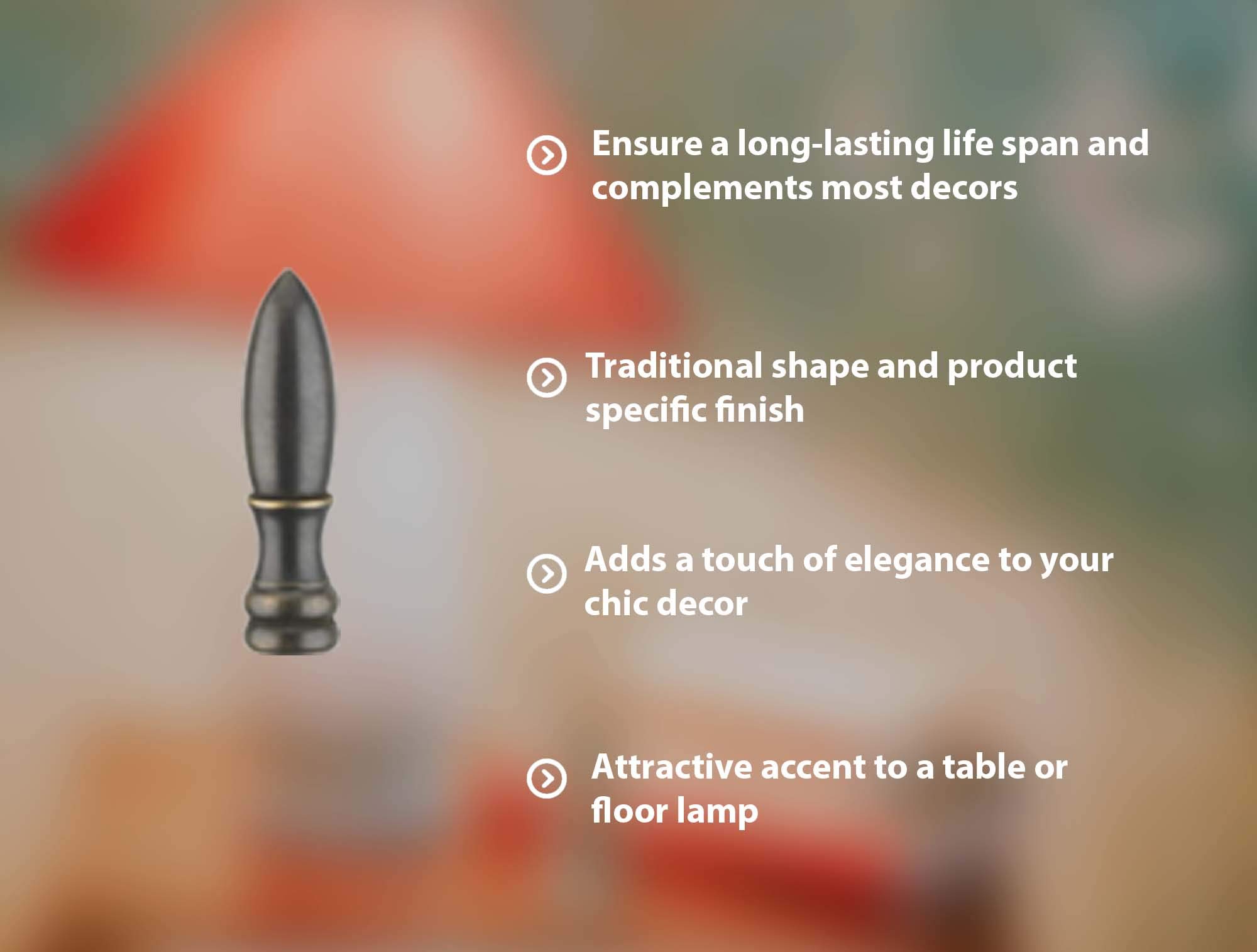 Snapklik.com : Ciata Lamp Finials Decorative, 2-Inch Aged Iron Bullet ...