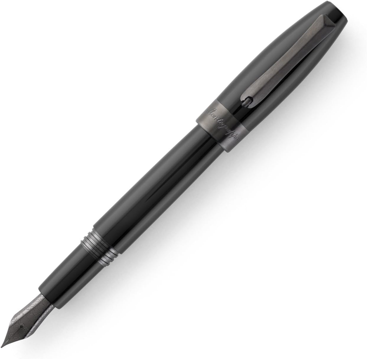 Amazon.com : Montegrappa Classic Fortuna Fountain Pen, Black with Gun ...