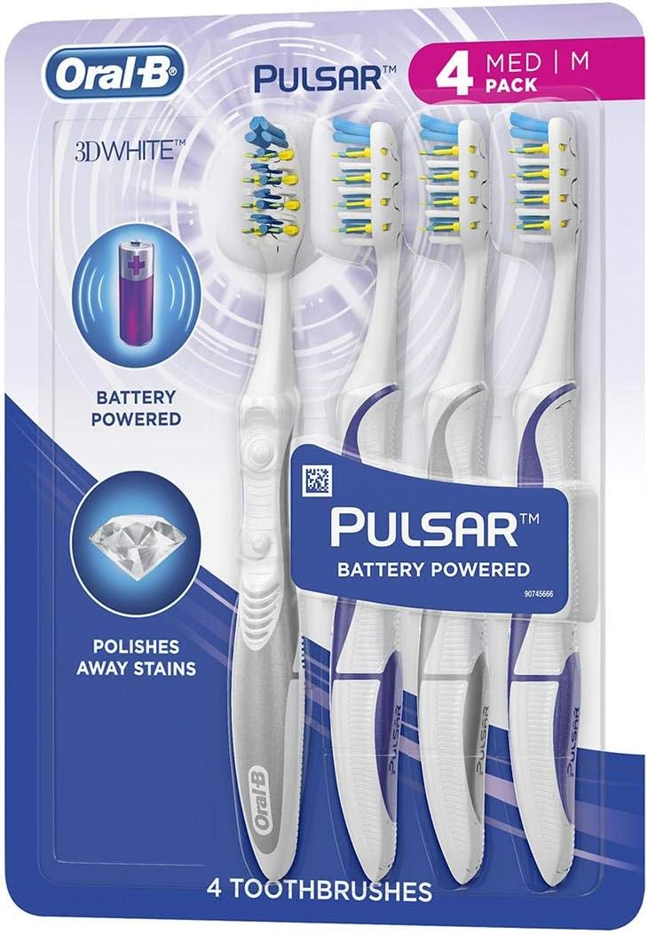 Amazon.com : Oral B 3D White Luxe 4 Count (Pack of 1) Pulsar Battery ...