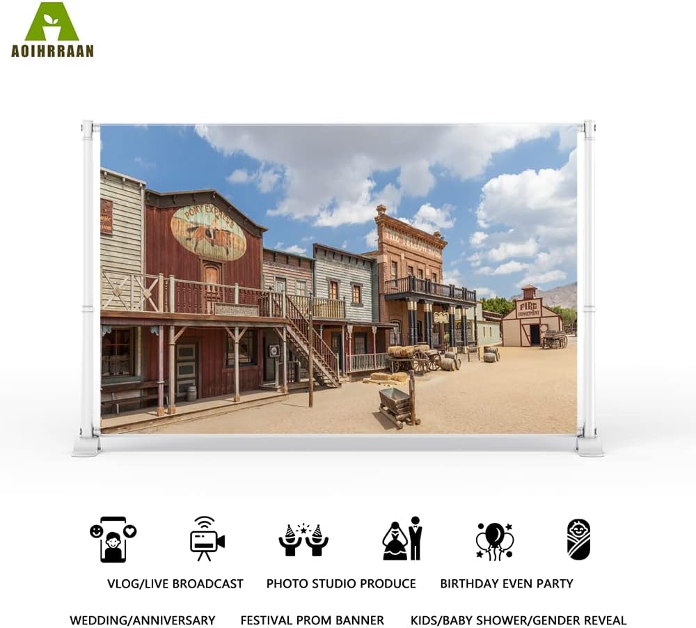 Aoihrraan 3x2m Wild West Town Backdrop Vintage Saloon Rural Wooden ...