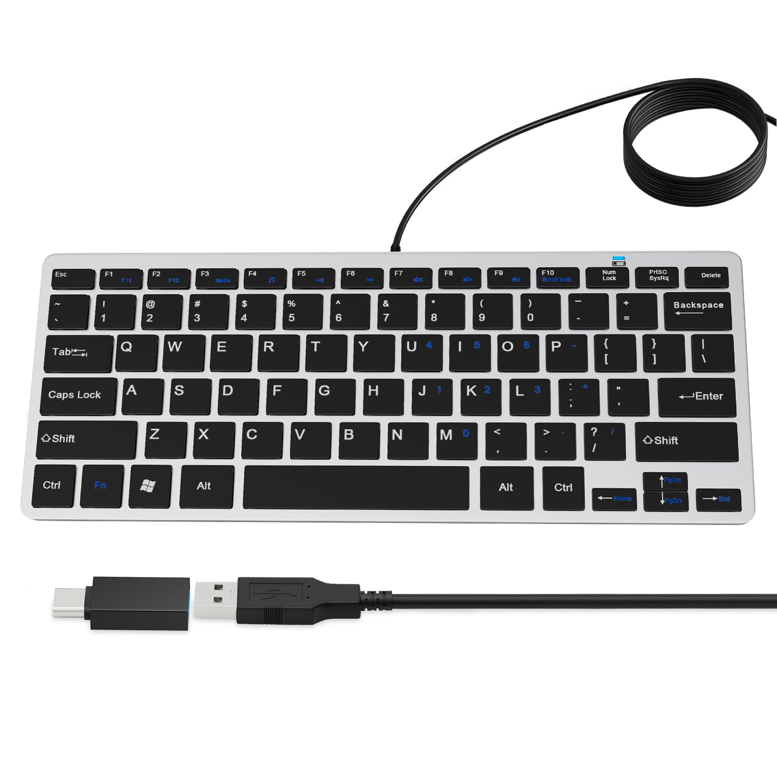 Amazon.com: Ultra-Slim 78keys USB Mini Wired Keyboard with Media ...