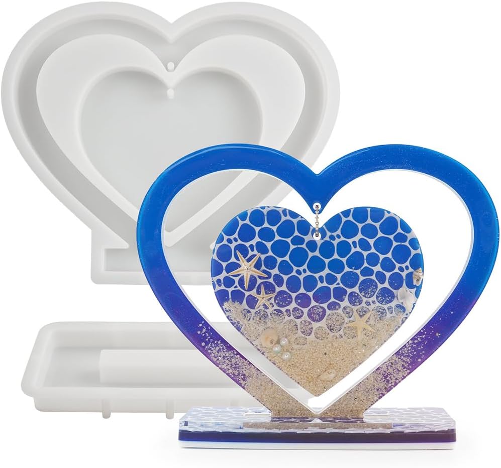 Amazon.com: HyzaPhix Heart Resin Molds, 2 Pieces Love Silicone Molds ...