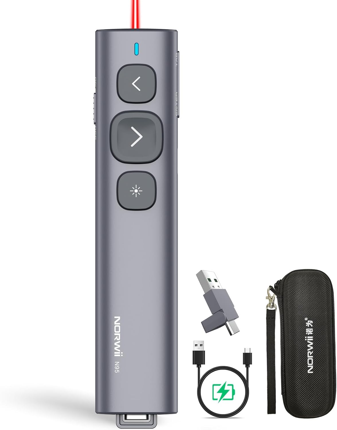 Amazon.com: Norwii N95 Presentation Clicker with USB-A&C Receiver ...