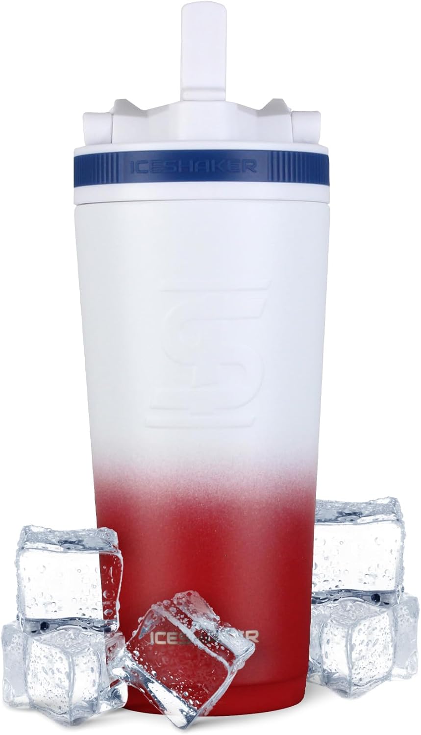 Amazon.com: Ice Shaker Insulated Stainless Steel Sports Bottle | 26 oz ...