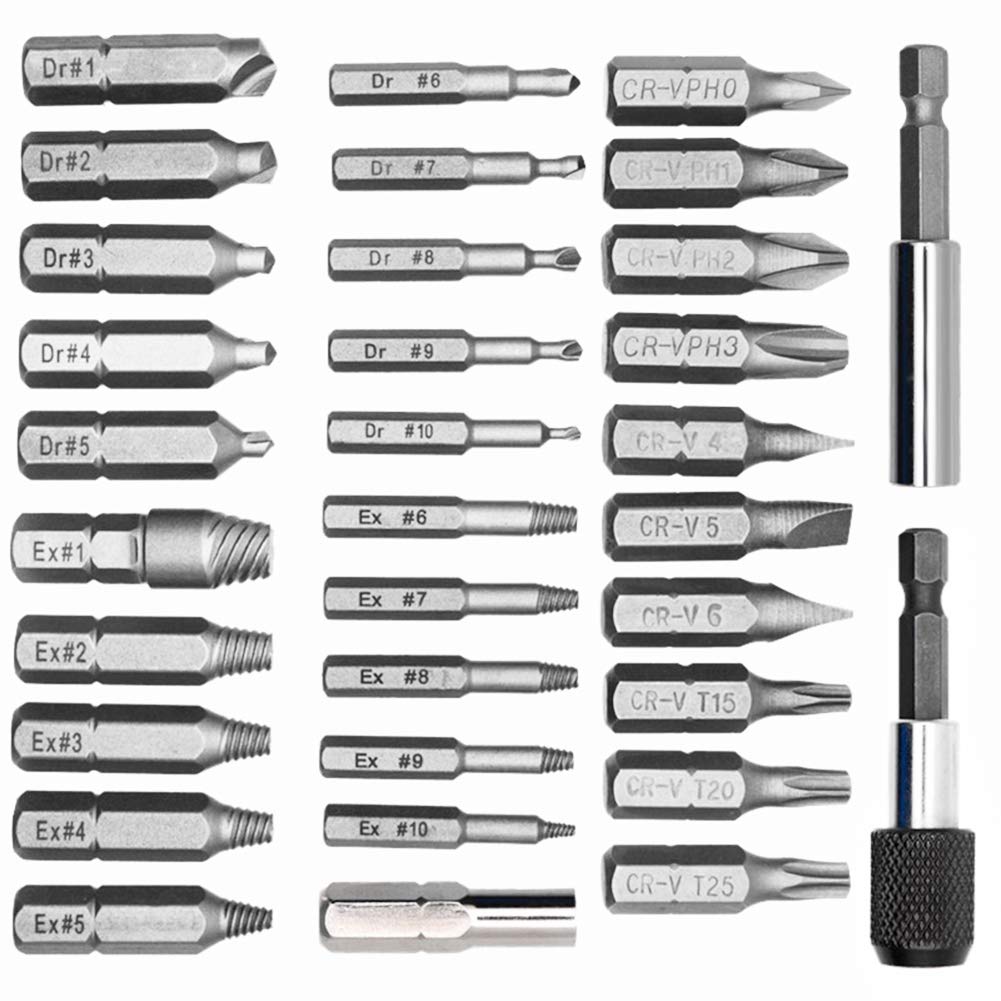 Buy QISF 33PCS Damaged Screw Extractor Set 10Sizes Drills Stripped ...