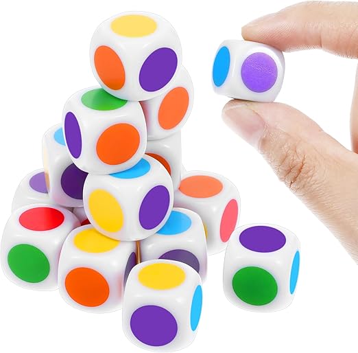 Amazon.com: AOZUO 20pcs Colored Dice Set, 16MM Blank on Each Face D6 ...