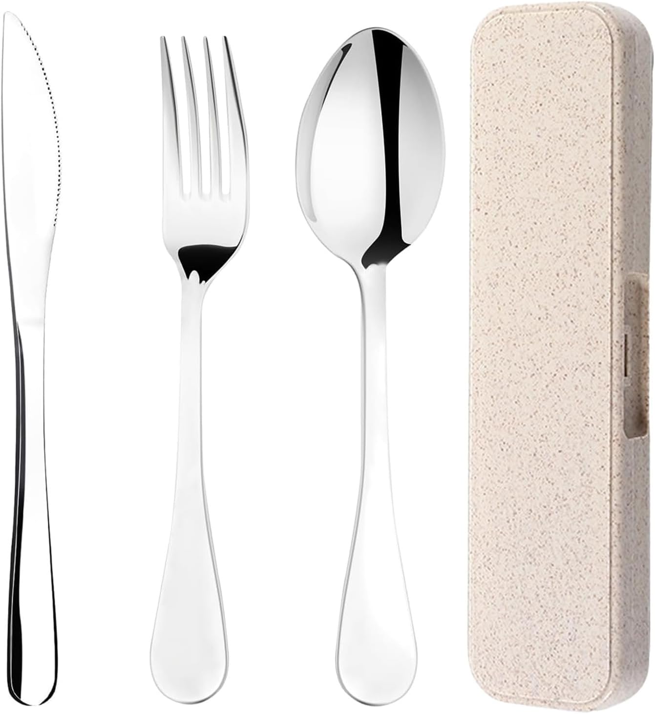 3 PCS Travel Cutlery Set, Reusable Stainless Cutlery Set with Knife ...