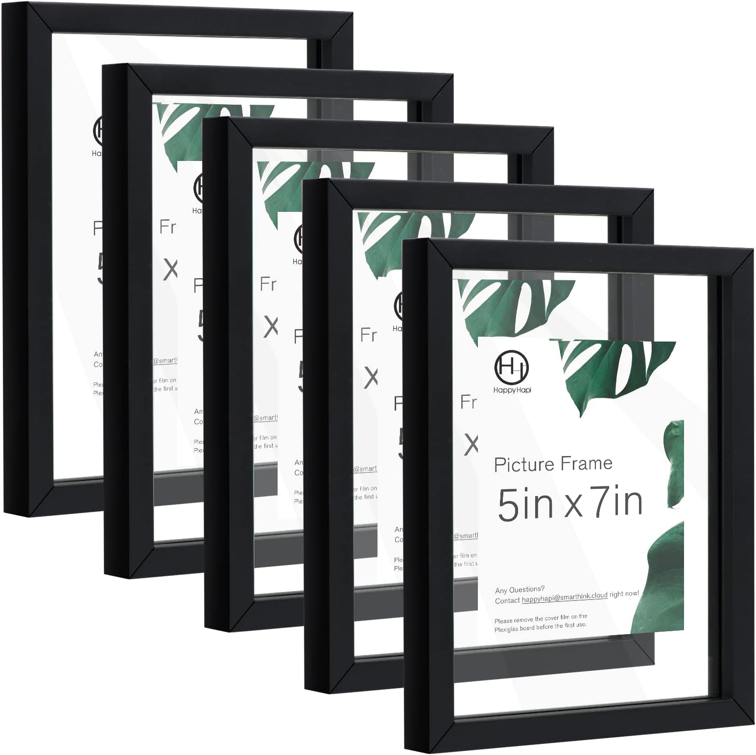 Amazon.com - HappyHapi 5 Pack 5x7 Floating Picture Frames, Black Double ...