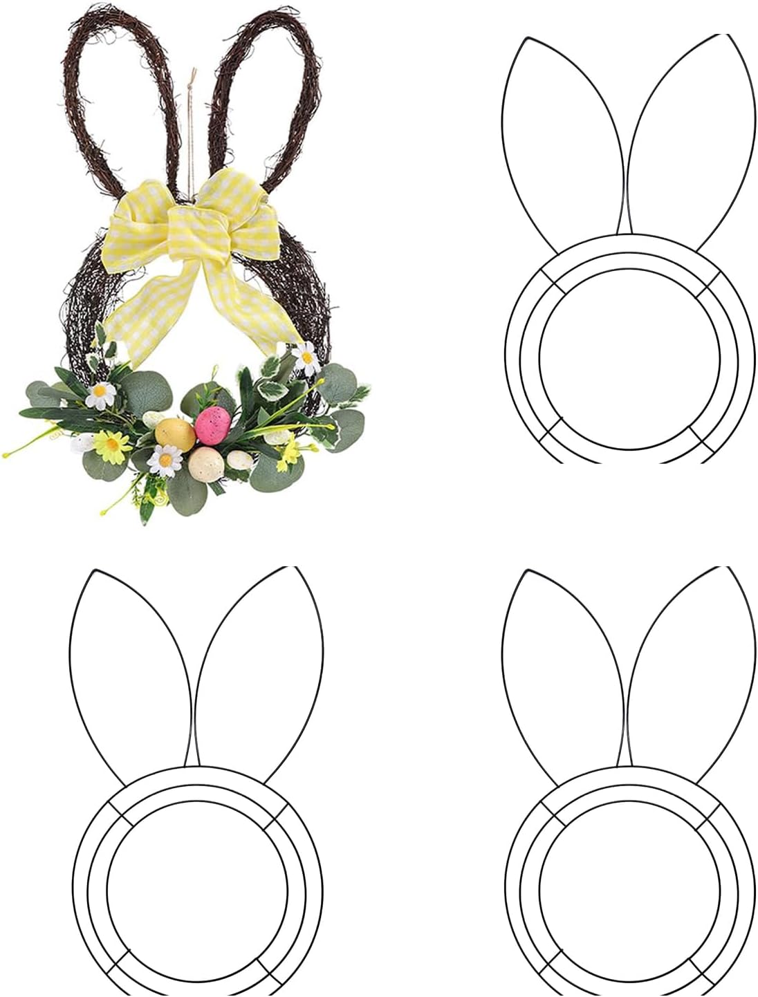Amazon.com: 6 Pcs Easter Rabbit/Heart/Bee/Carrot Wreath Metal Frame ...