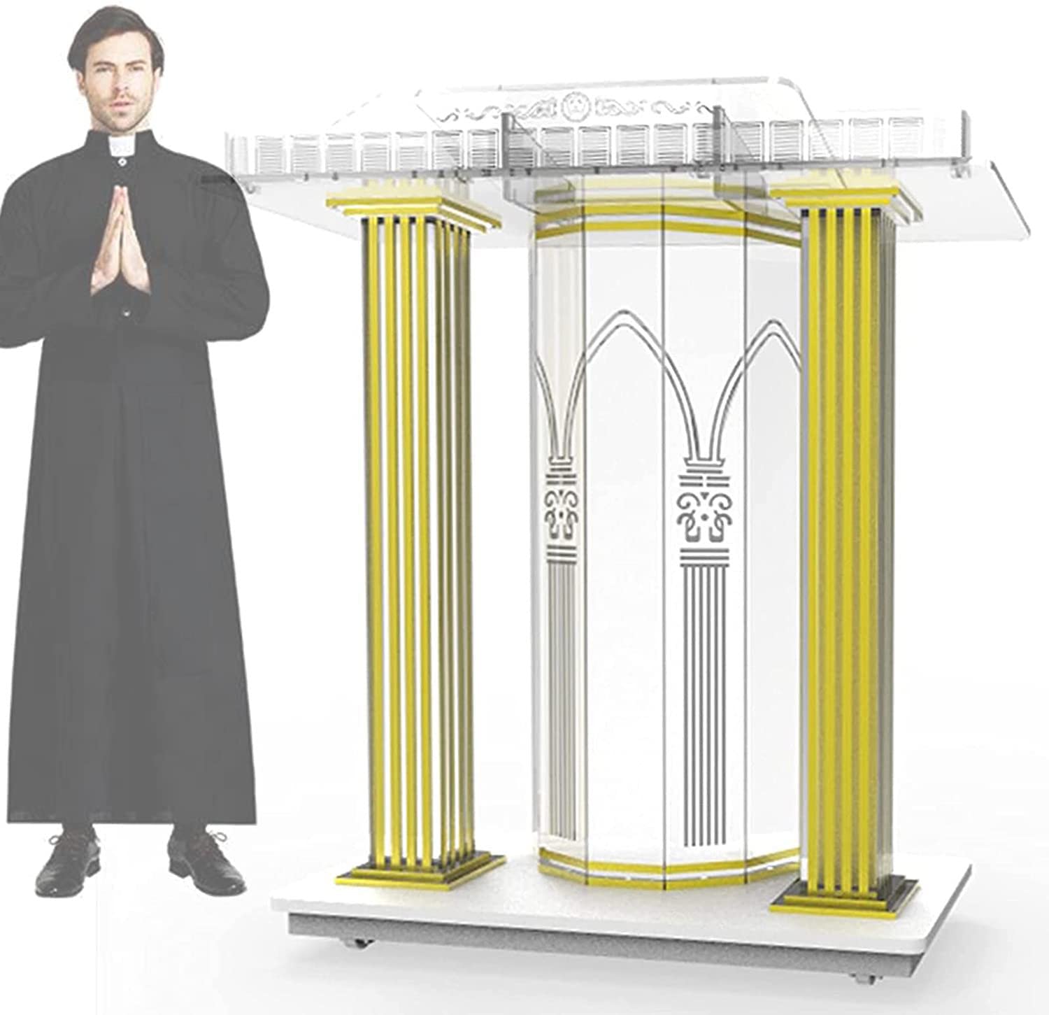 Xialiuxia Acrylic Lectern Pulpit Church Podium Floor Standing Podium ...
