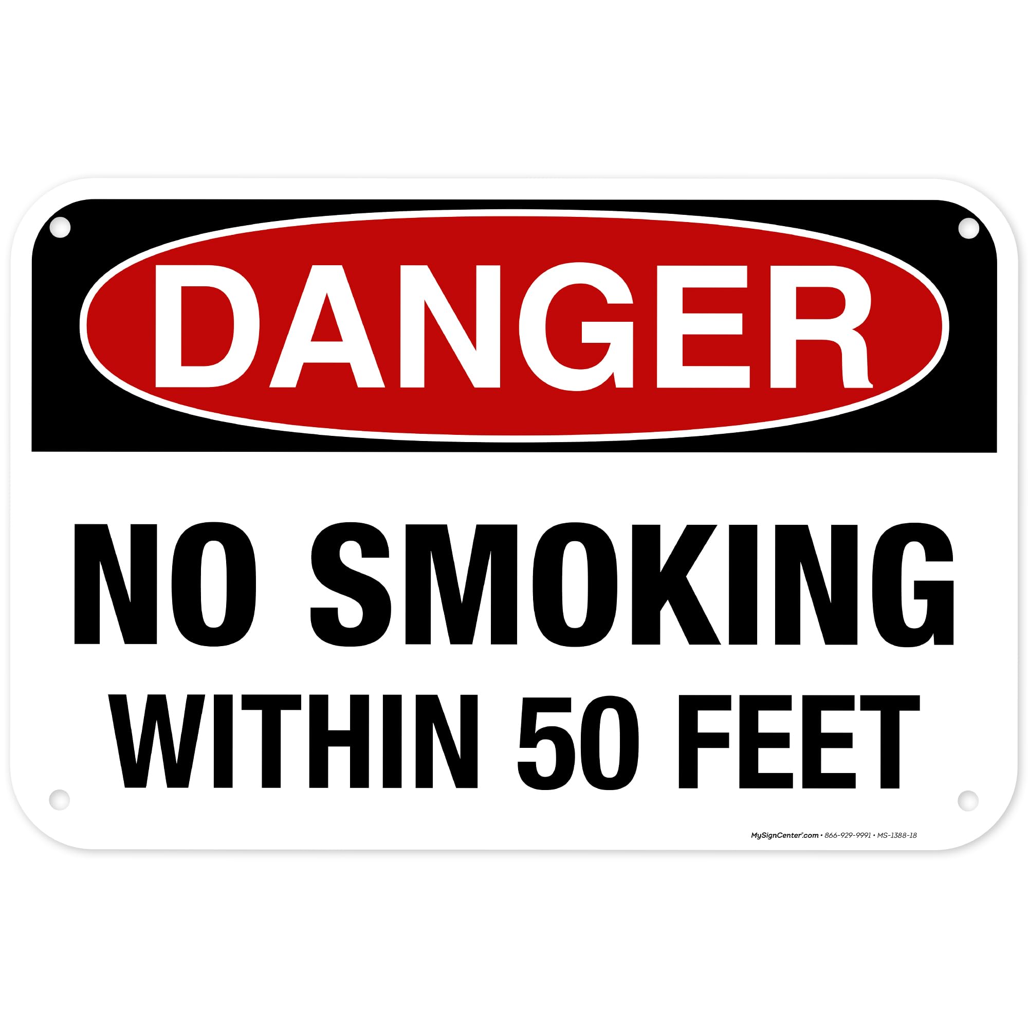 Amazon.com: Danger No Smoking Within 50 Feet Sign, 12x18 Inches, 55 mil ...