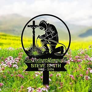 Amazon.com: Personalized Welding Man Memorial Garden Stakes, Welder ...