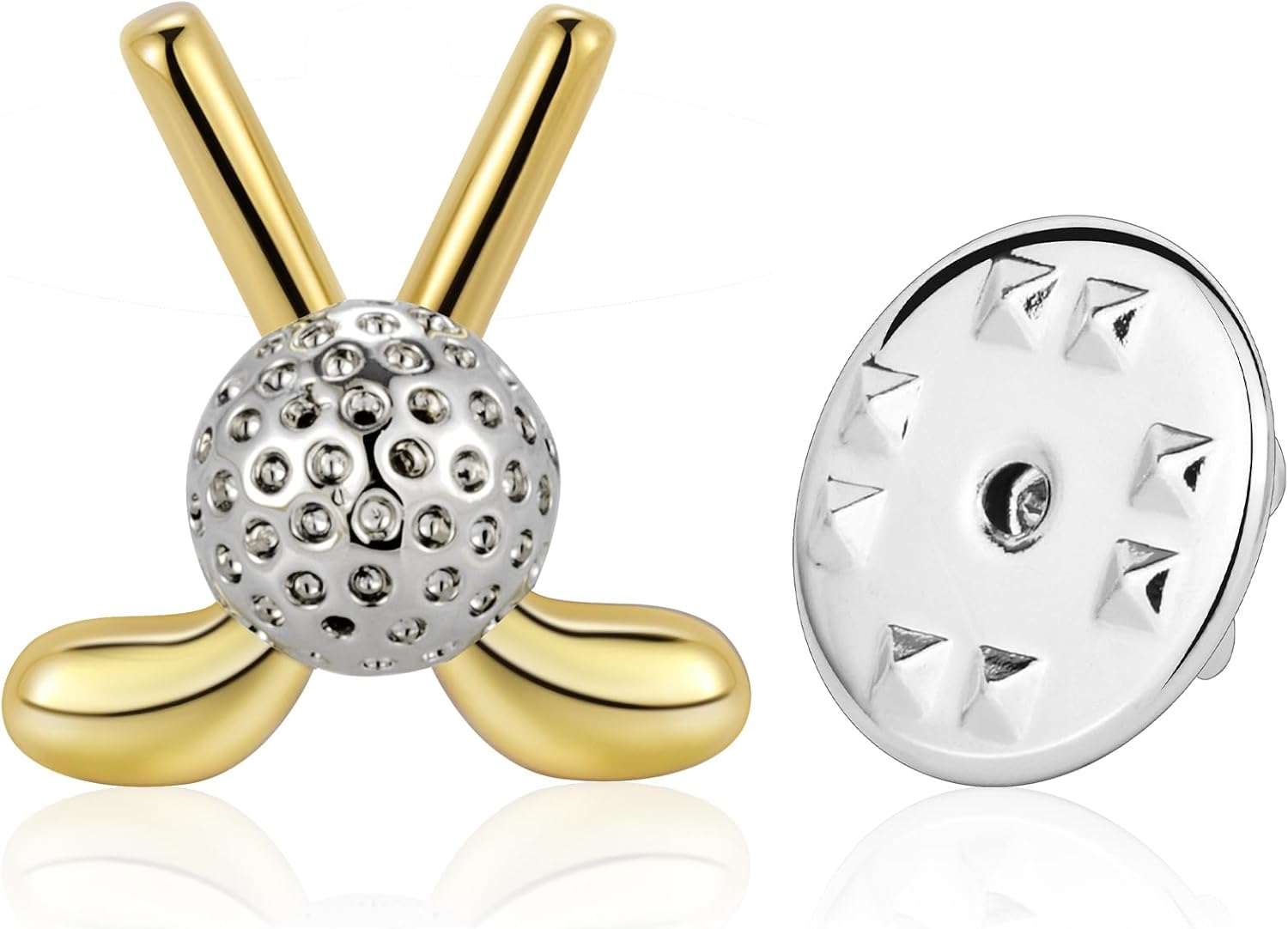 Amazon.com: Silver and Gold Tone Golf Brooch for men suit with Gitf Box ...
