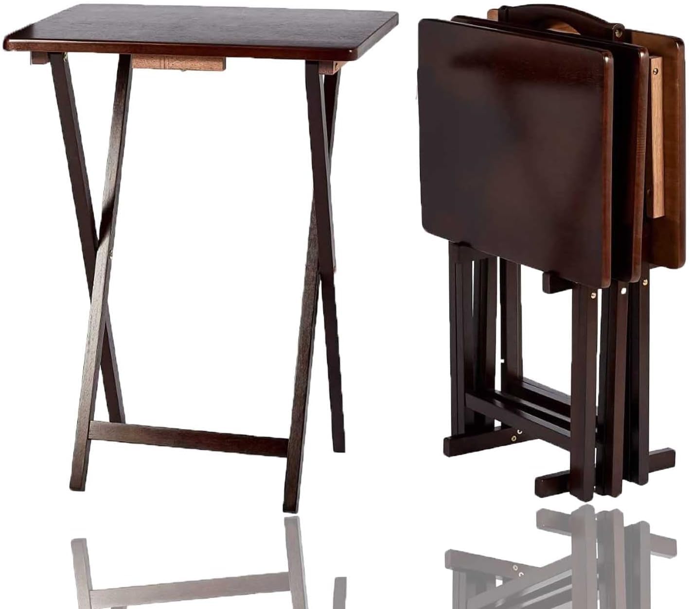 AAMEN 4-Pcs Folding TV Tray Table, Dinner Folding Coffee Table, Side ...