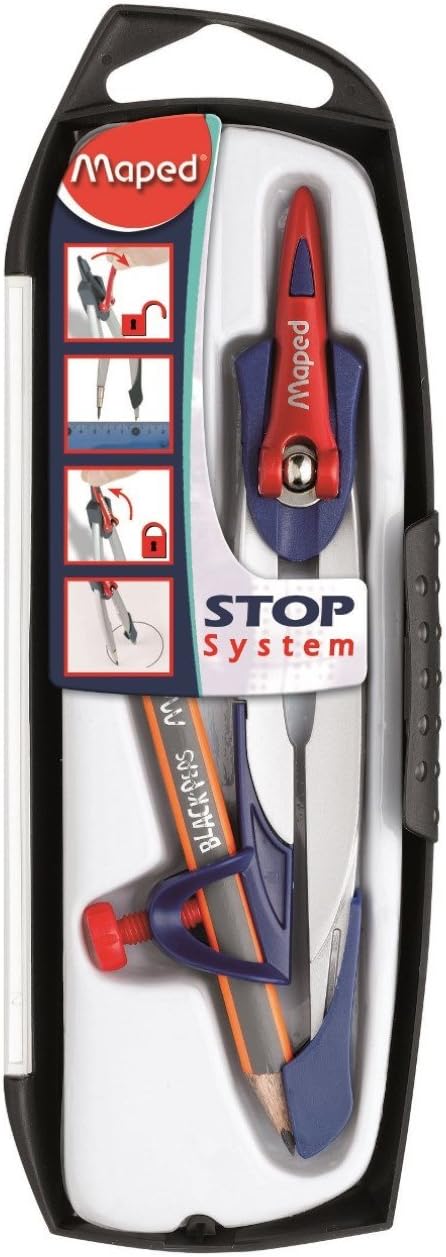 Amazon.com : Maped Stop System Compass with Pencil, Red (196510 ...