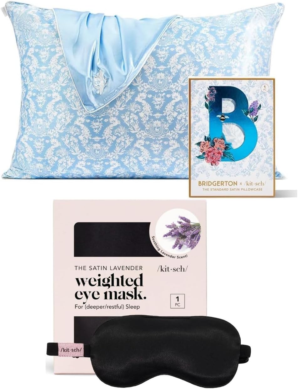 Amazon.com: Bridgerton x Kitsch Satin Pillowcase & Eye Mask for ...