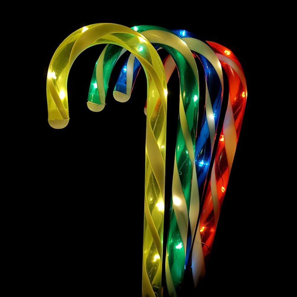 OSALADI 1 Set Candy Cane Pathway Marker Lights Solar Powered Christmas ...