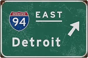 Amazon.com: Metal Sign Retro East Detroit Interstate 94 Directions ...