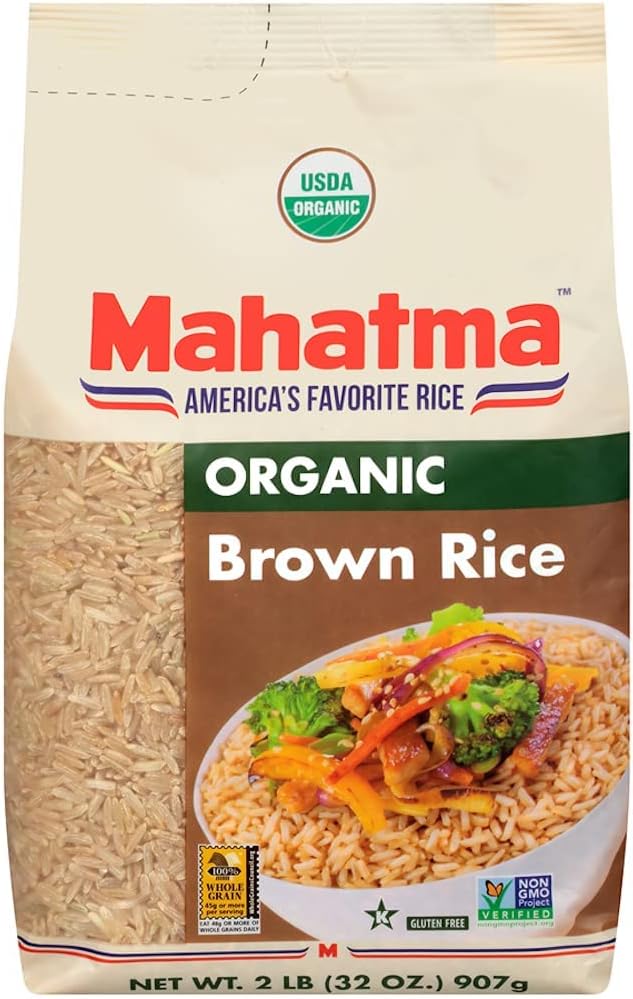 Amazon.com : Mahatma Organic Brown Rice, 2-Pound Bag of Rice, Microwave ...