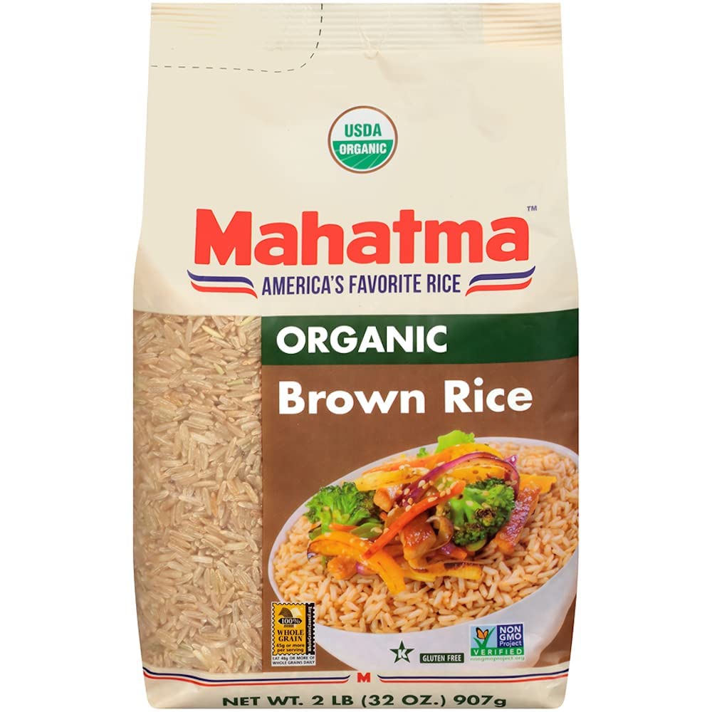 Amazon.com : Mahatma Organic Brown Rice, 2-Pound Bag of Rice, Microwave ...