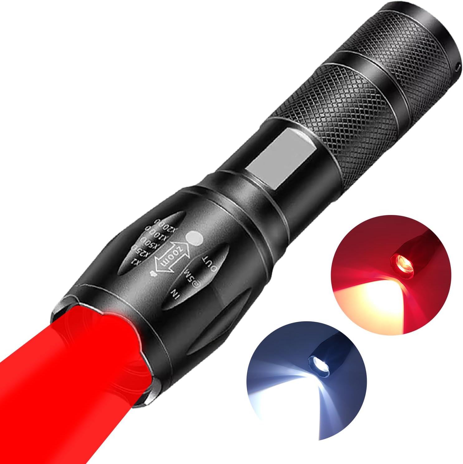 HYVCZP Rechargeable 2 in 1 Red Flashlight, Portable Waterproof Red ...