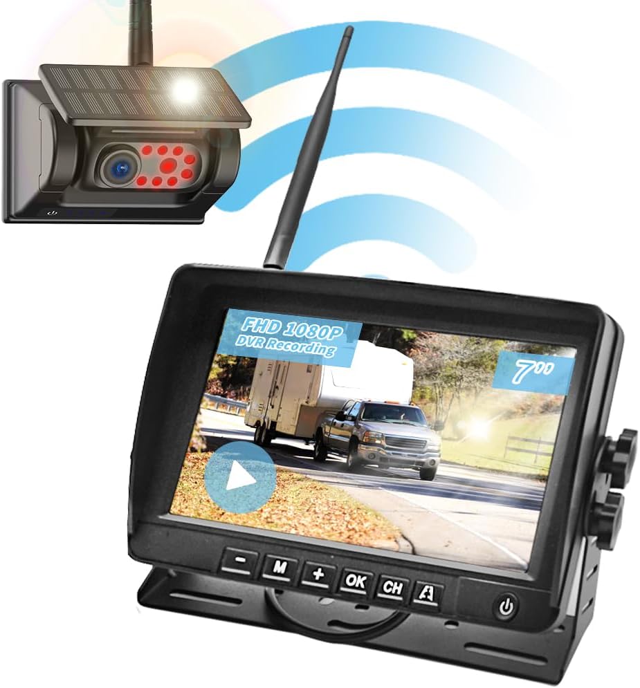 7 Inch Backup Camera for Truck 1080P Night Vision，Solar Wireless Backup ...