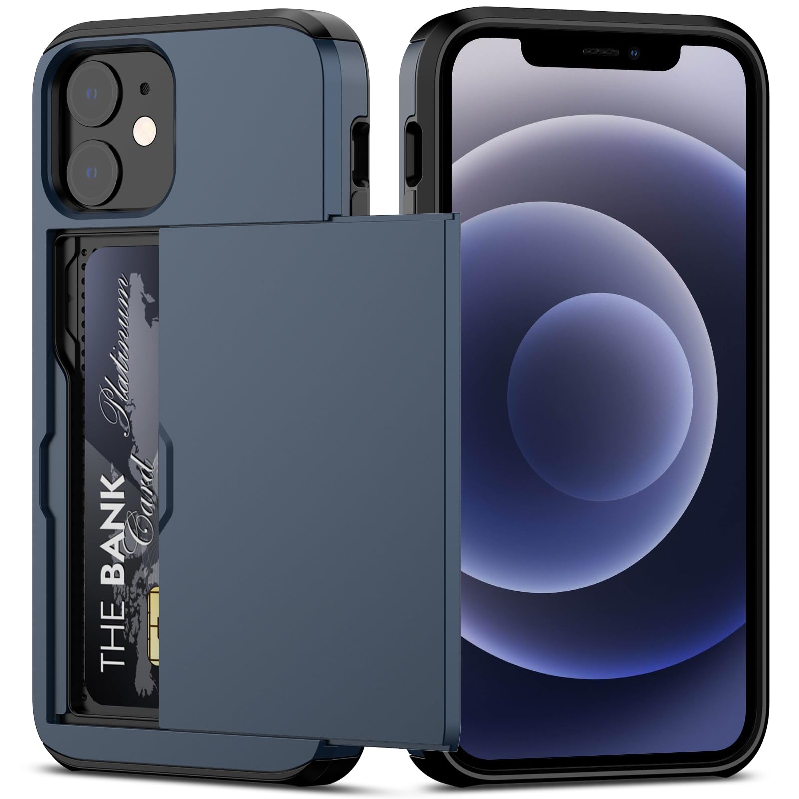 Amazon.com: Nvollnoe for iPhone 12 Mini Case with Card Holder Heavy ...