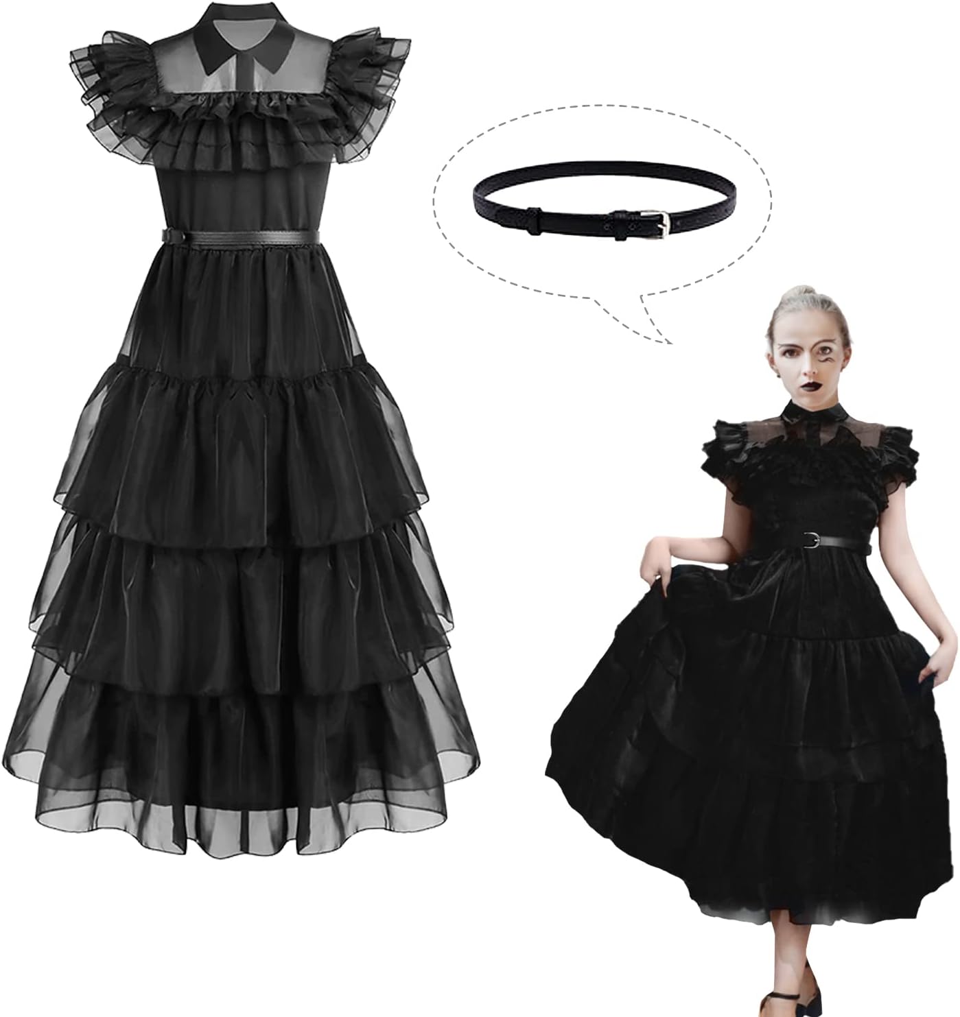 Amazon.com: JQMAO Wednesday Dress, Halloween Costumes for Addams, Adult ...