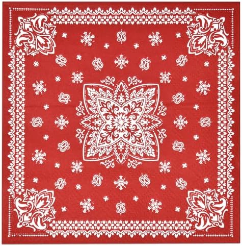 Amazon.com: Gift Boutique 100 Red Bandana Napkins Western Cocktail ...