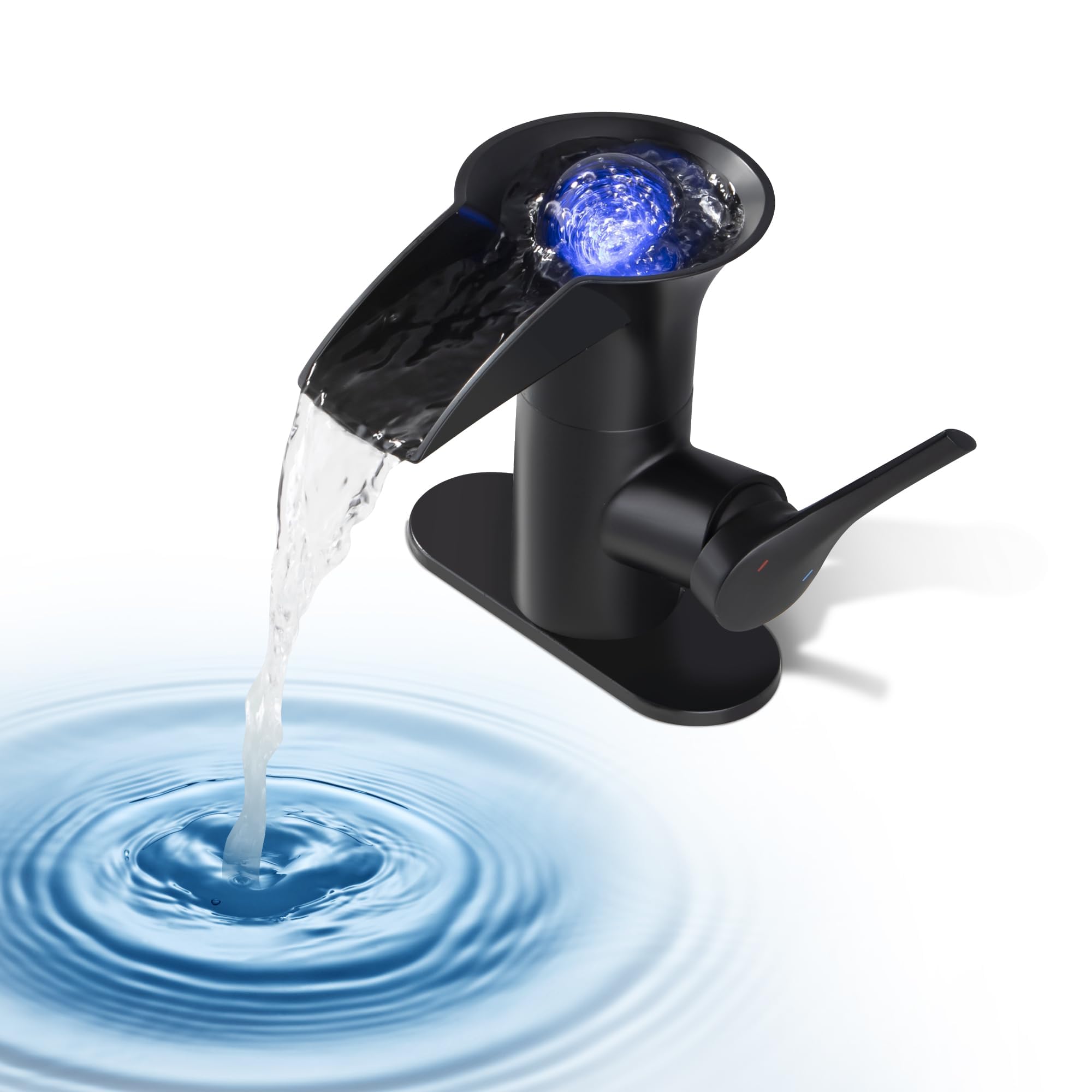 SKOWLL Waterfall Bathroom Faucet Deck Mount One Handle Single Hole ...