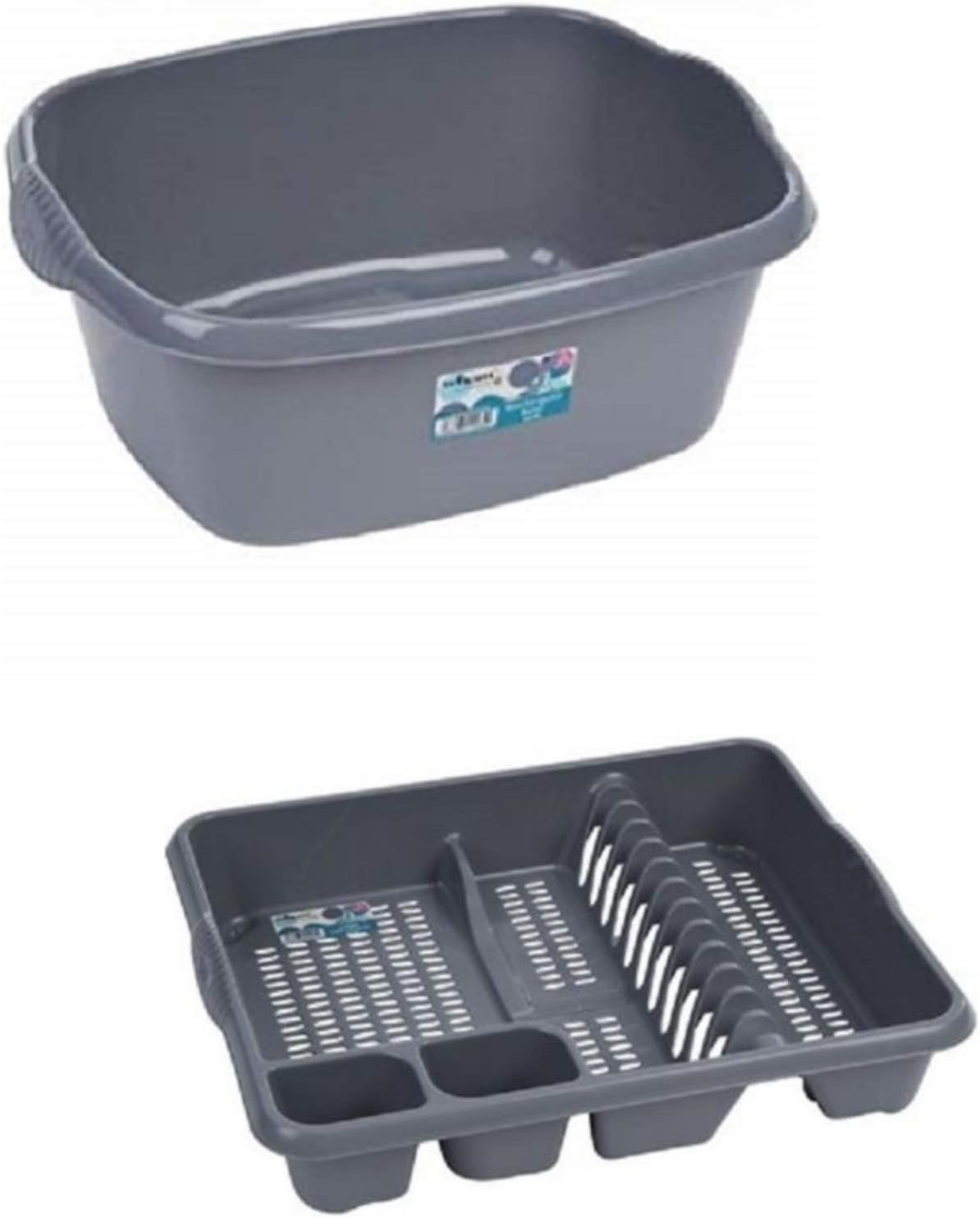 Plastic Small Washing up Bowl and Small Dish Drainer Rack Kitchen Plate ...