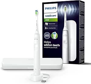 Philips Sonicare 4100 Electric Toothbrush for Adults with 1 x Philips W2 Optimal White Sonic ...