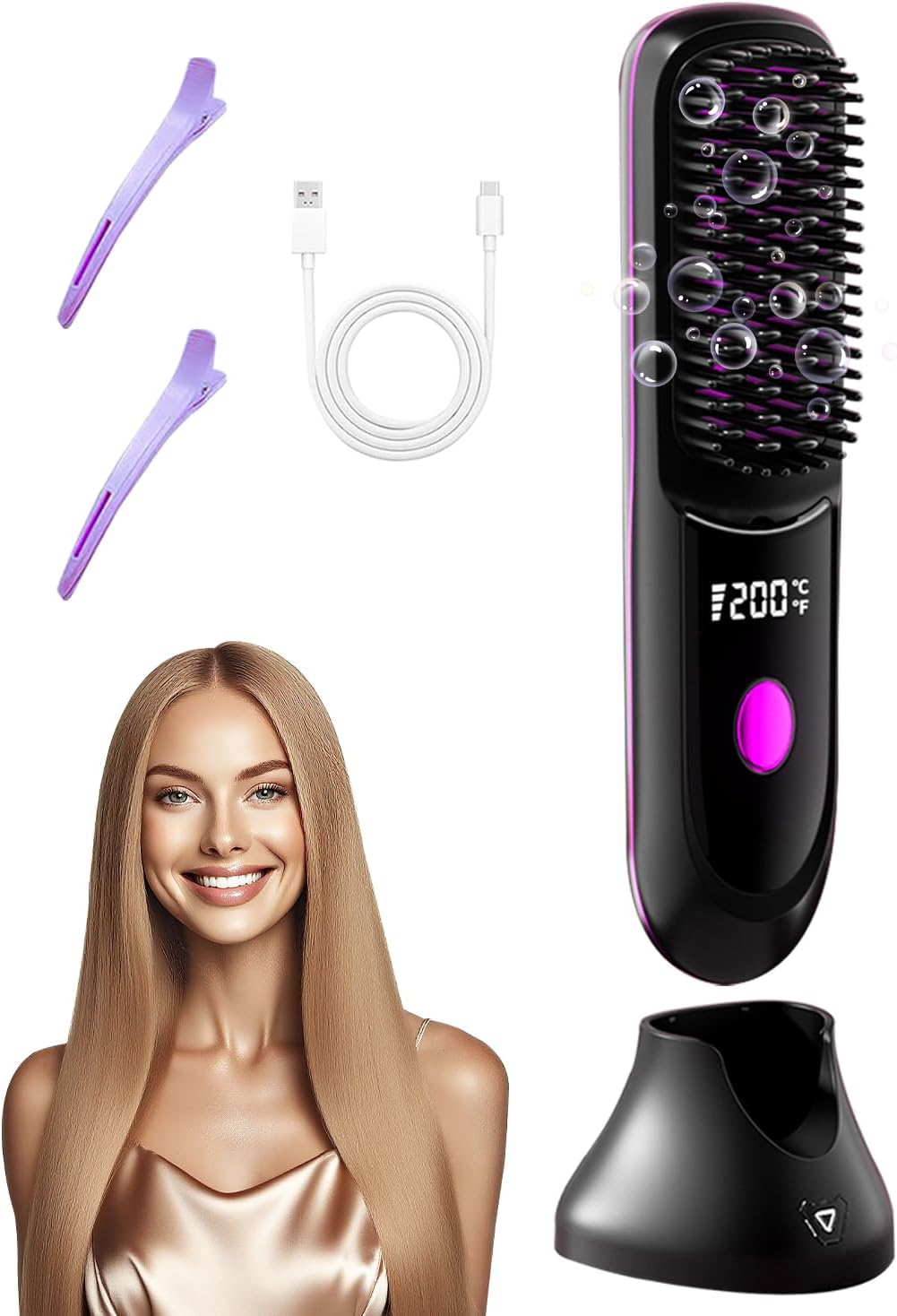 Amazon.com : Go Brush Pro Hair Straightener – Cordless Comb with Base ...