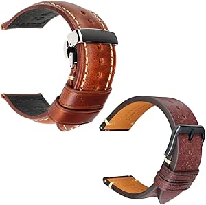 Amazon.com: REZERO 22mm Leather Watch Band Vintage Leather Watch Strap ...