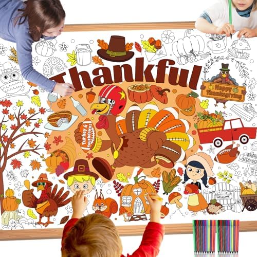 Amazon.com: HOWAF Happy Thanksgiving Coloring Poster with 24 pcs (12 ...
