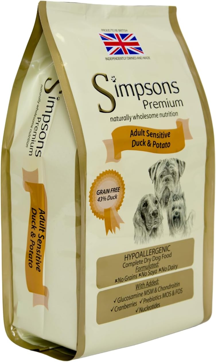 Simpsons Premium Adult Sensitive Duck & Potato Dry Dog Food - 12kg ...