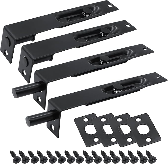 Amazon.com: Bivethoi 4 Pcs Door Flush Bolt Latch 6", Matte Black Double ...