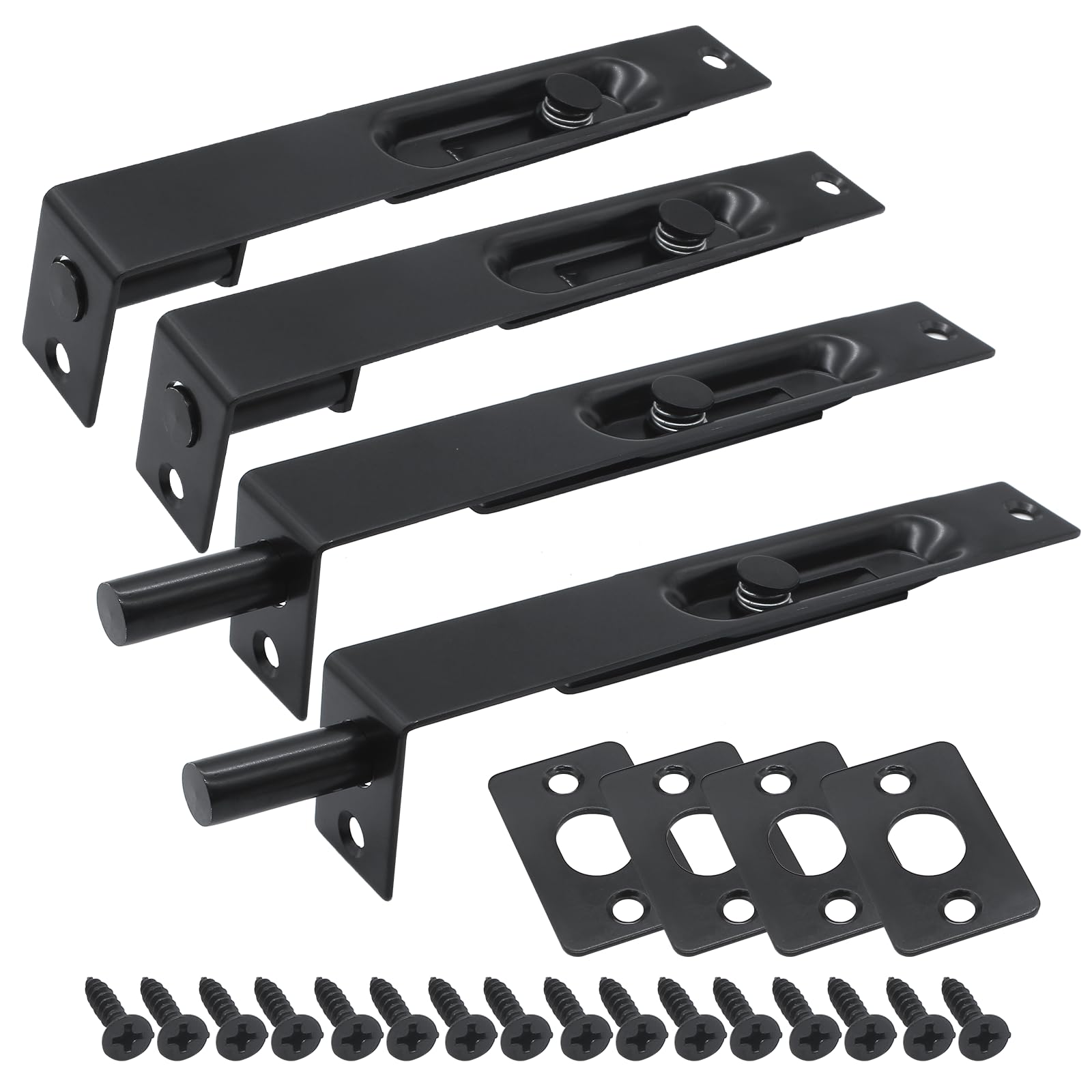 Amazon.com: Bivethoi 4 Pcs Door Flush Bolt Latch 6", Matte Black Double ...