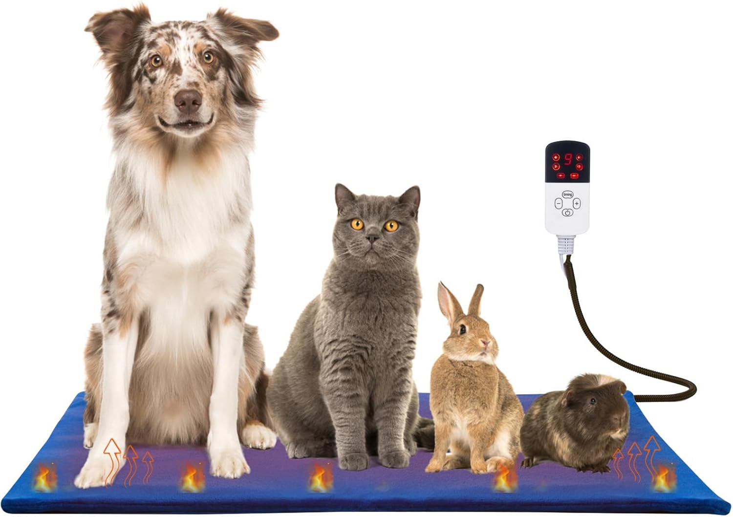Amazon | GD XIUPLSペット用ホットカーペット ペット用ヒーター 猫 犬 ホットマット ヒーターマット 電気ヒーター ペット加熱パッド 9段階温度調節 恒温約38-40℃ 4段階 ...