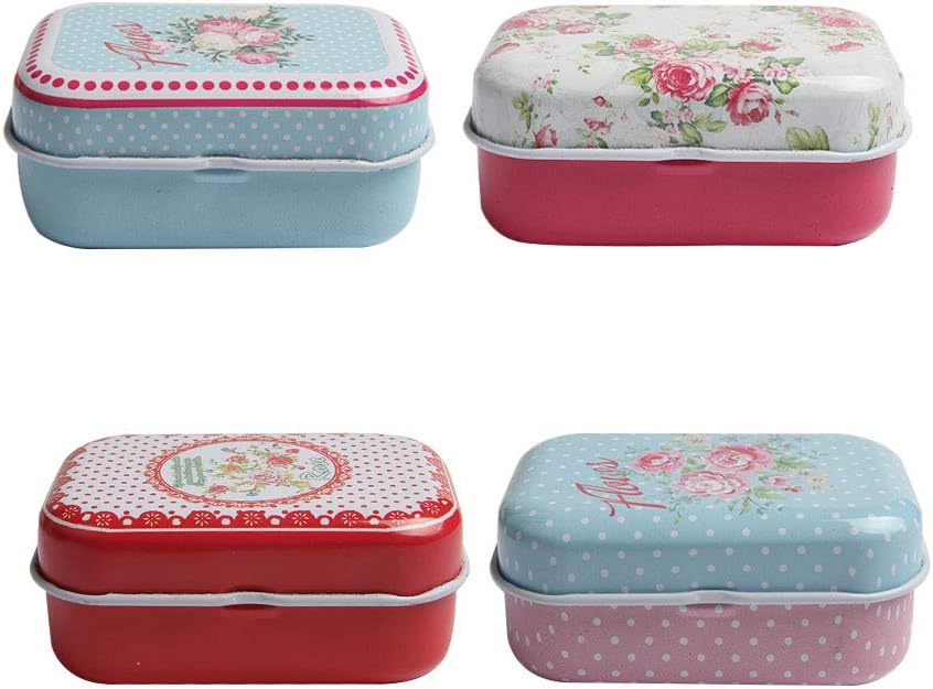 Amazon.com: 8Pcs Mini Flower Tin Trinket Jewelry Organizer Storage Box ...